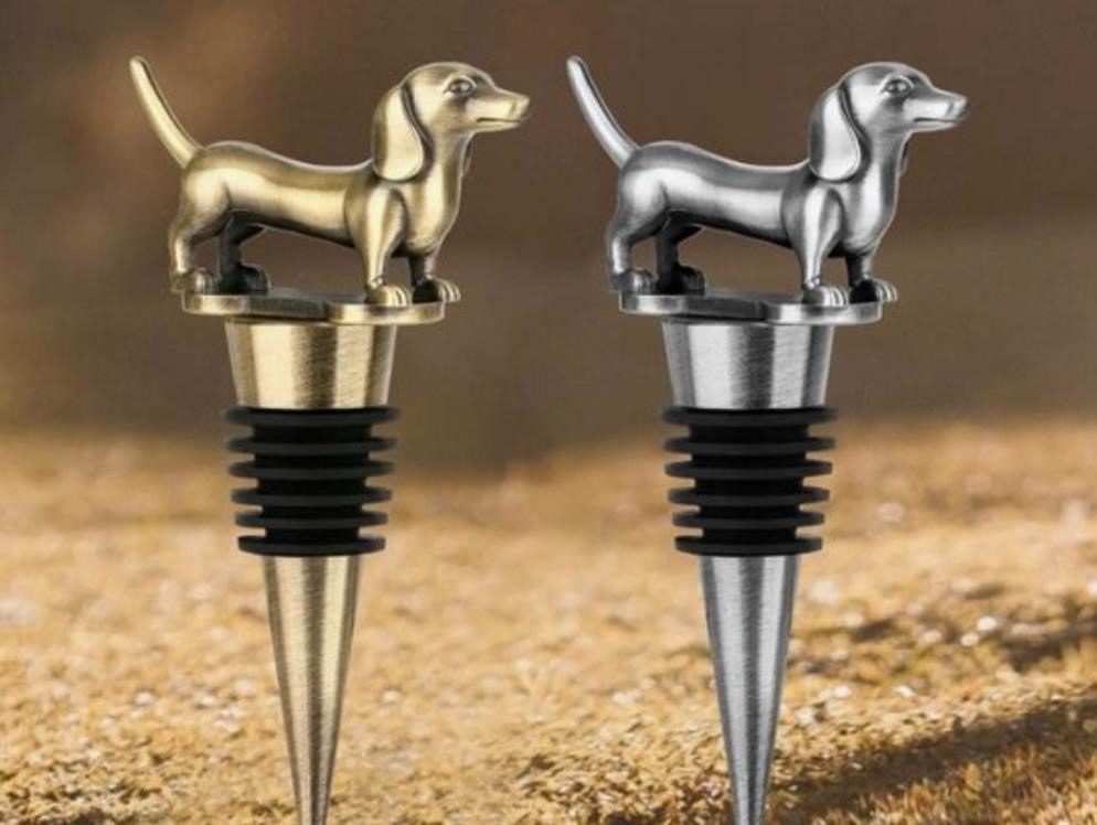 Zilverkleurig – Wijnstopper – flessenstopper – afsluitdop – Teckel ...